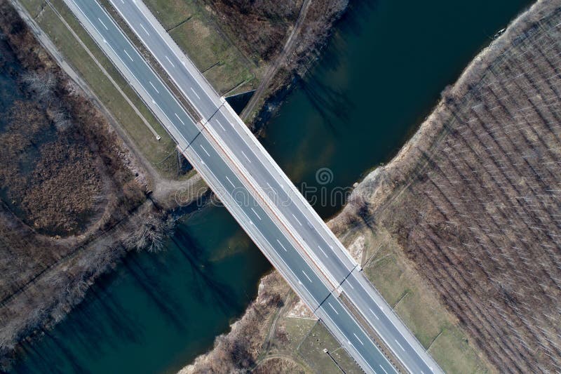 Top View of Highway Above River Stock Image - Image of transport, view ...