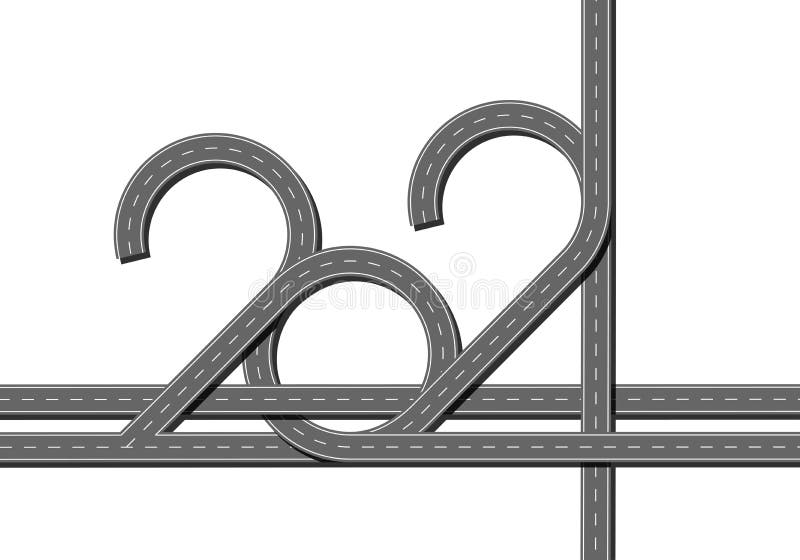 Top View Highway with 2021 Figures. Numbers of Year in Shape Road Stock ...