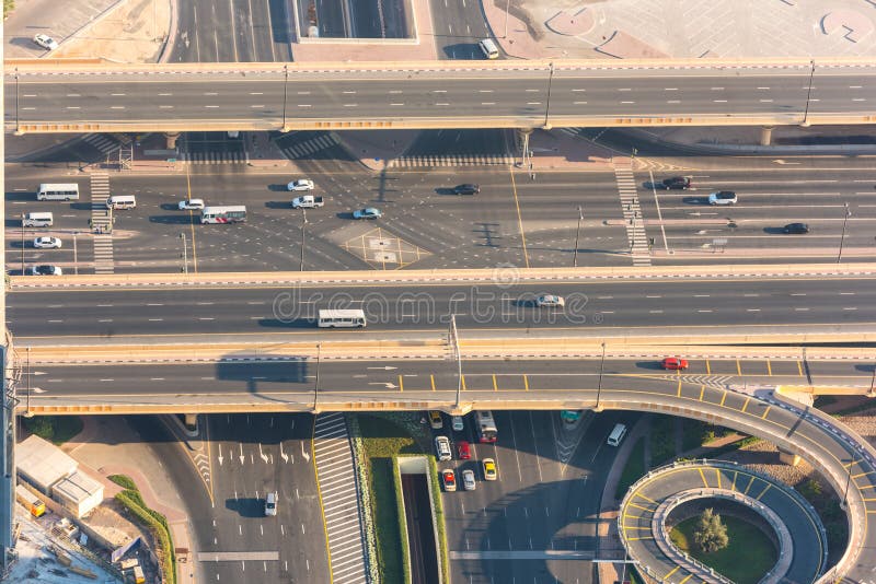 Top View of Highway Interchange in Dubai Stock Photo - Image of aerial ...