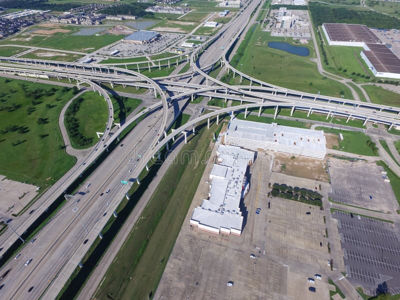 Top View Highway 10 Katy Freeway and Massive Interchange Stock Photo ...