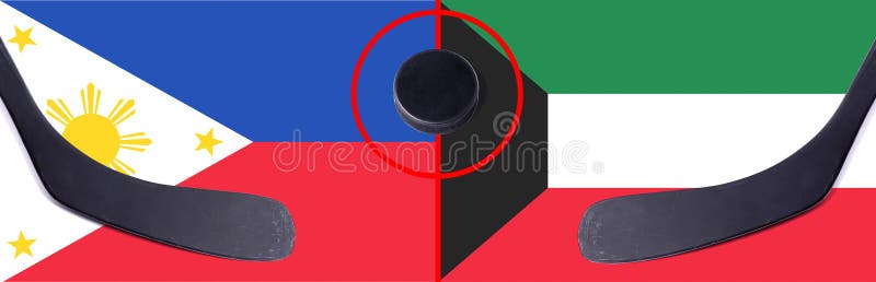 Top View Hockey Puck with Philippines Vs. Kuwait Command with the ...