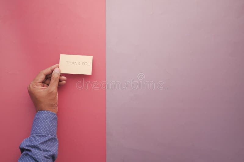 Top View of Holding a Thank You Card Stock Image - Image of note ...