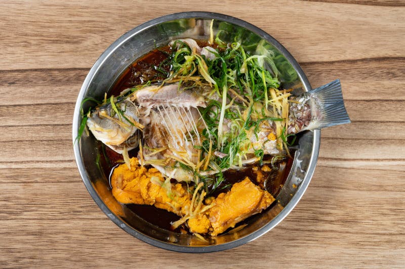 Home Cooked Fresh Steamed Fish with Some Eaten Stock Photo - Image of ...