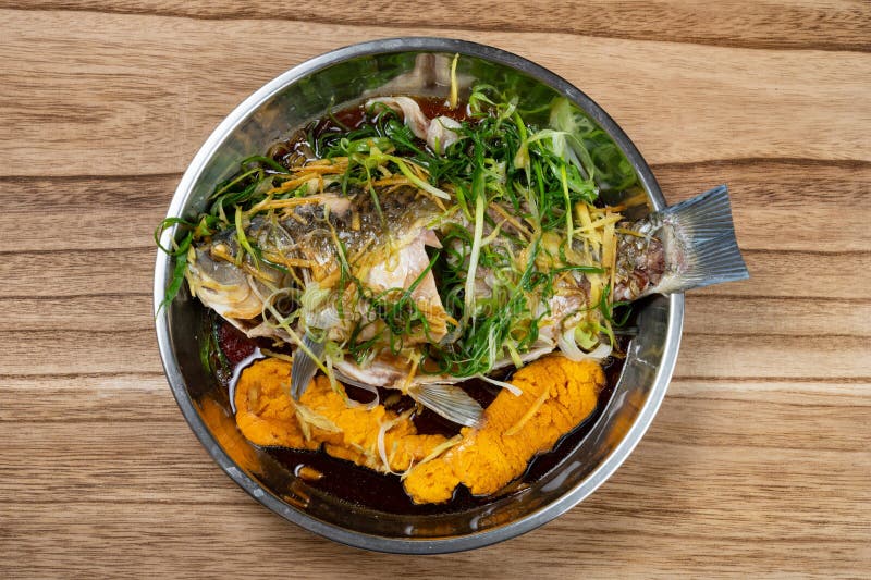 Home Cooked Fresh Steamed Whole Fish Stock Image - Image of healthy ...