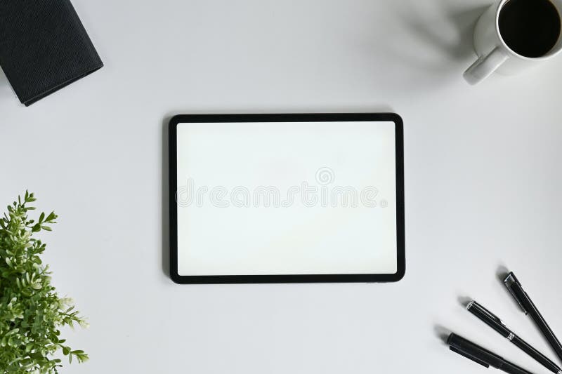Top View Home Office Digital Tablet Hero Header Template Stock Image ...