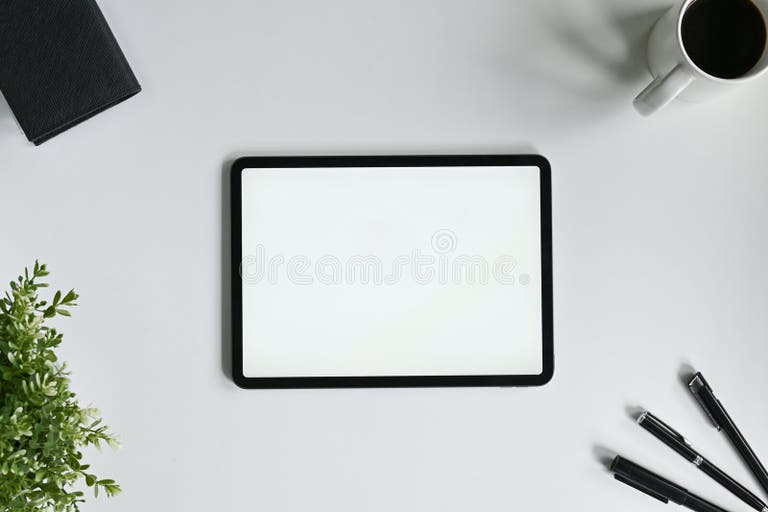 Top View Home Office Digital Tablet Hero Header Template Stock Image ...