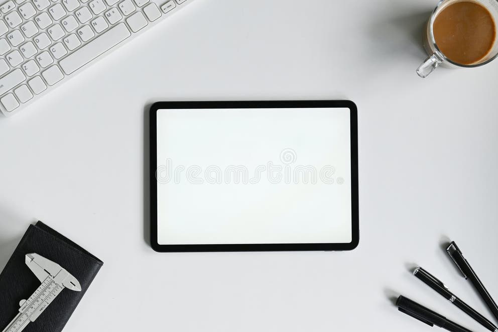 Top View Home Office Digital Tablet Hero Header Template Stock Image ...