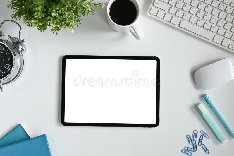 Top View Home Office Digital Tablet Hero Header Template Stock Photo ...