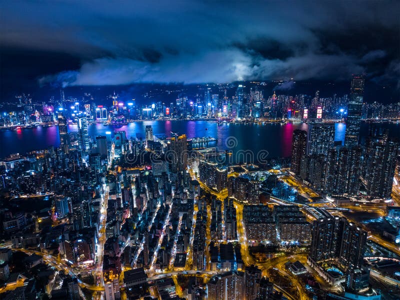 Top view of Hong Kong city stock photo. Image of city - 245906388