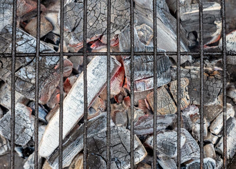 Top View Hot Charcoal on the Grill Stock Image - Image of grid, glow ...