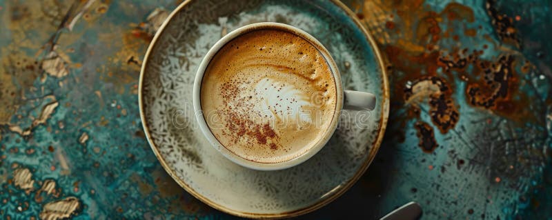 Top View of Frothy Cappuccino Coffee with Beautiful Latte Art on ...
