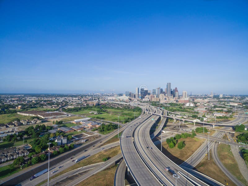Top View Houston Downtown and Interstate 69 Highway Stock Image - Image ...