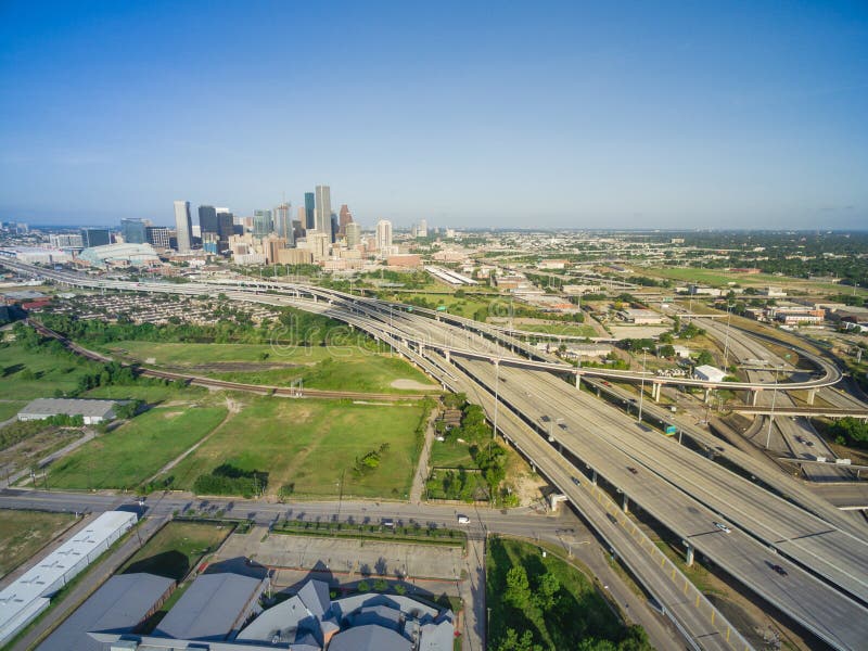 Top View Houston Downtown and Interstate 69 Highway Stock Image - Image ...
