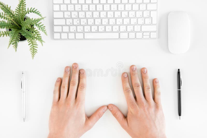 Top View of Human Hands and Computer Keyboard Stock Image - Image of ...