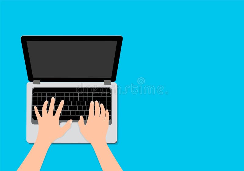 Top View of Human Working on Laptop. Stock Vector - Illustration of ...