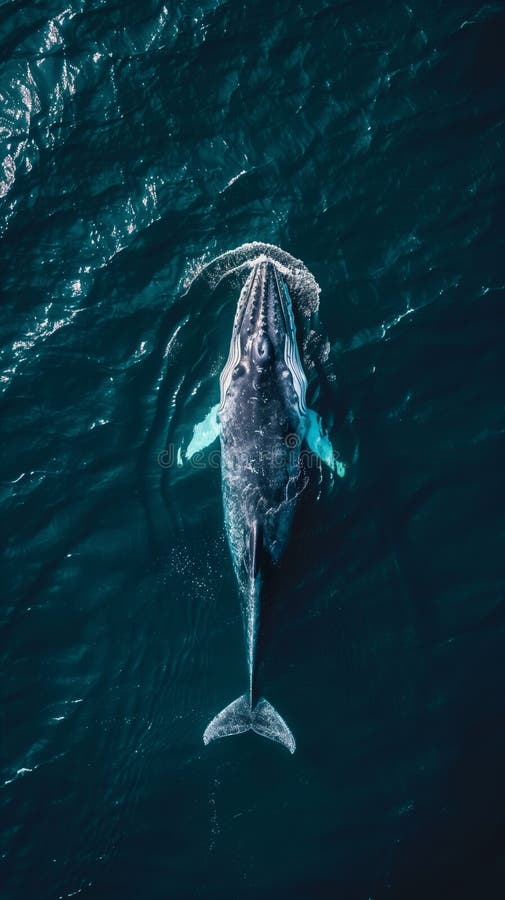 Top View of a Humpback Whale Swimming on the Sea Stock Image - Image of ...