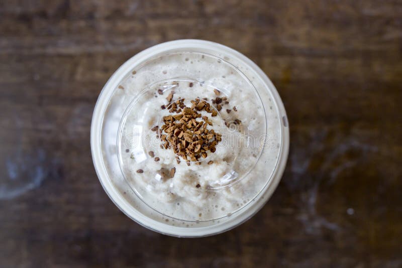 Top View of Ice Coffee on Wooden Table Stock Image - Image of cold ...
