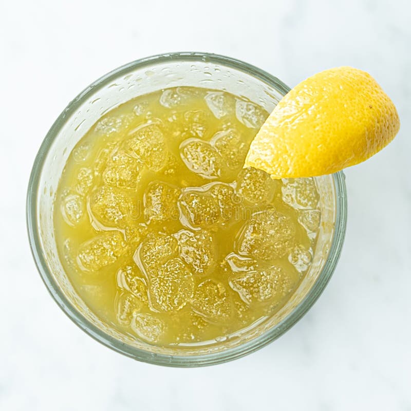 Top View of an Ice Cold Yellow Lemonade on a Marble Table Surface Stock ...