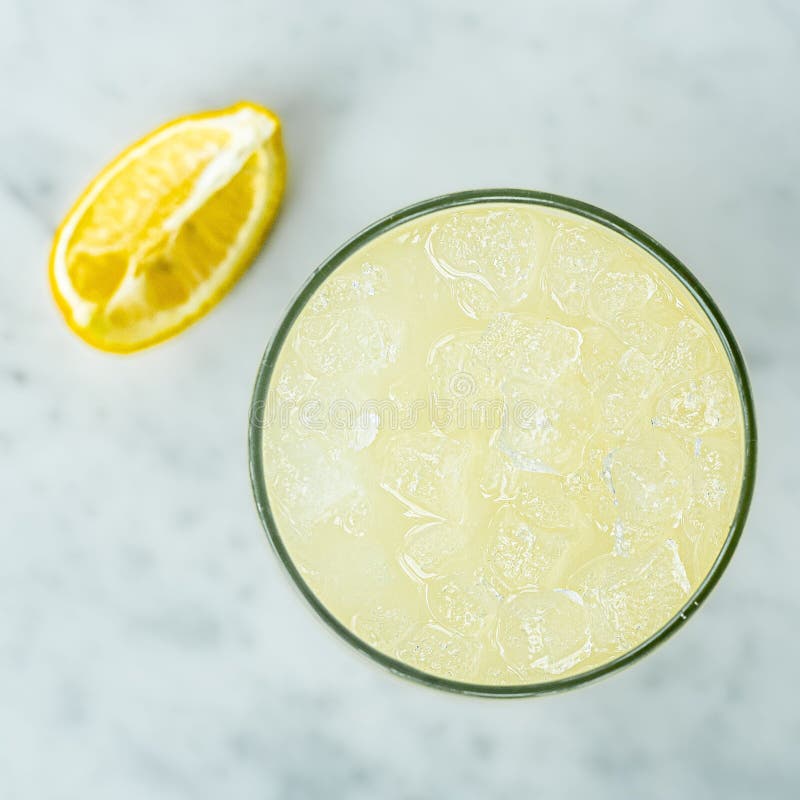Top View of an Ice Cold Yellow Lemonade on a Marble Table Surface Stock ...