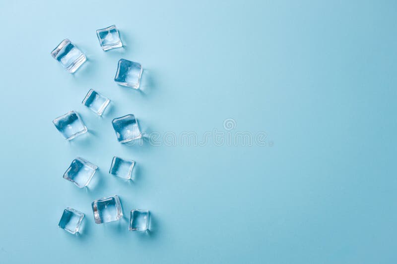 Top View of Ice Cubes of Different Sizes on Blue Background Stock Photo ...
