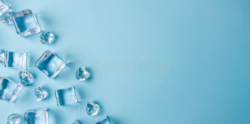 Top View of Ice Cubes of Different Sizes on Blue Background Stock Image ...
