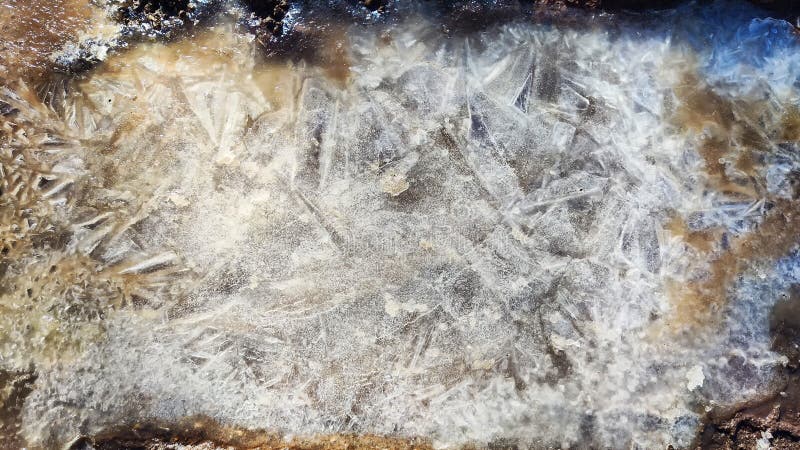 Top View of Ice Puddle. Abstract Background and Texture of Ice Crystals ...