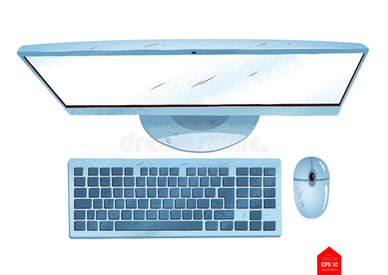 Top View Illustration of Desktop Computer Stock Vector - Illustration ...