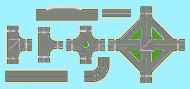 Top View Illustration of Road and Street Intersections – Urban Road ...