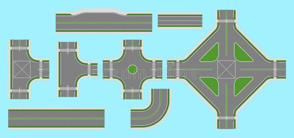 Top View Illustration of Road and Street Intersections – Urban Road ...