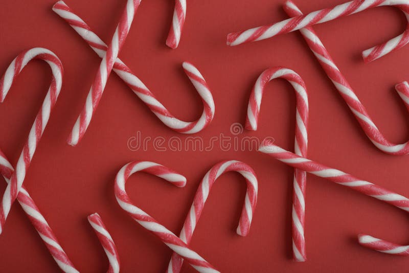 Top View Image Capturing Multiple Red and White Striped Candy Canes ...