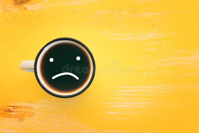 Top View Image of Coffee Cup and Sad Face. Metaphor for Sadness or ...