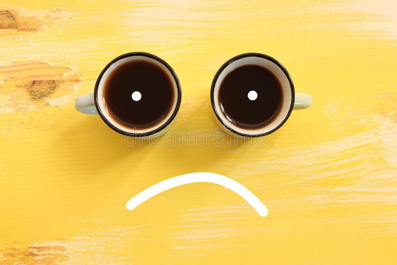 Top View Image of Coffee Cup and Sad Face. Metaphor for Sadness or ...