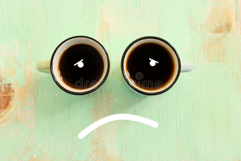 Top View Image of Coffee Cup and Sad Face. Metaphor for Sadness or ...