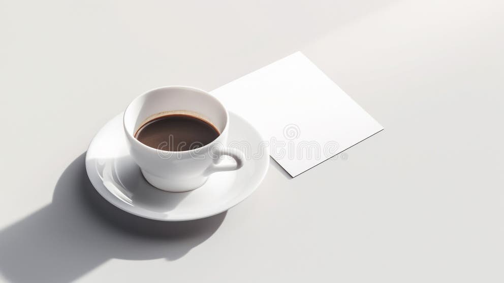 Coffee Cup and Blank Business Card with Copy Space. Top View ...