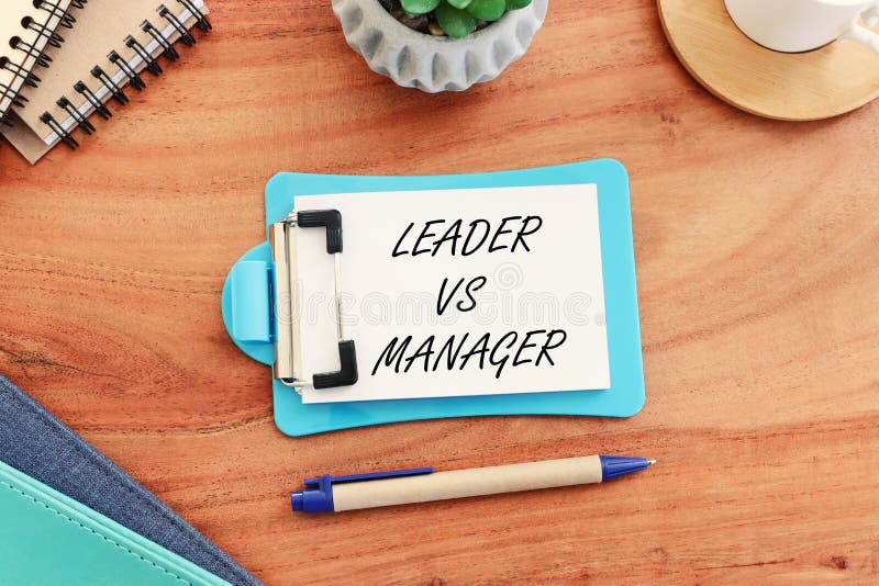 Top View Image of Notes with the Text Leader and Manager. Concept of ...