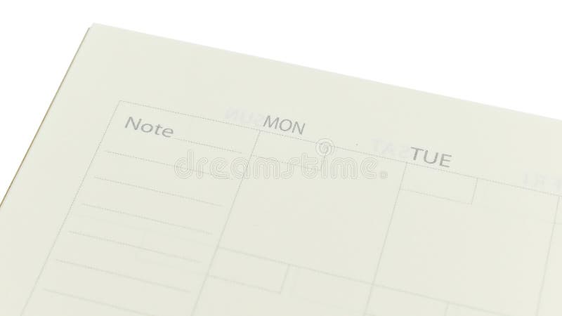 Top View Image of Open Planner Notebook with Blank Page, Paper on White ...