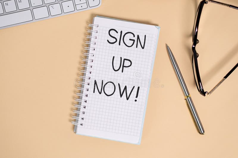 Top View Image of Paper Clipboard with Text Sign Up Now Stock Image ...