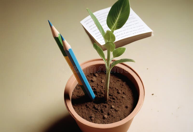 Top View Image of Pencil and Tree Concept. Idea of Education Stock ...