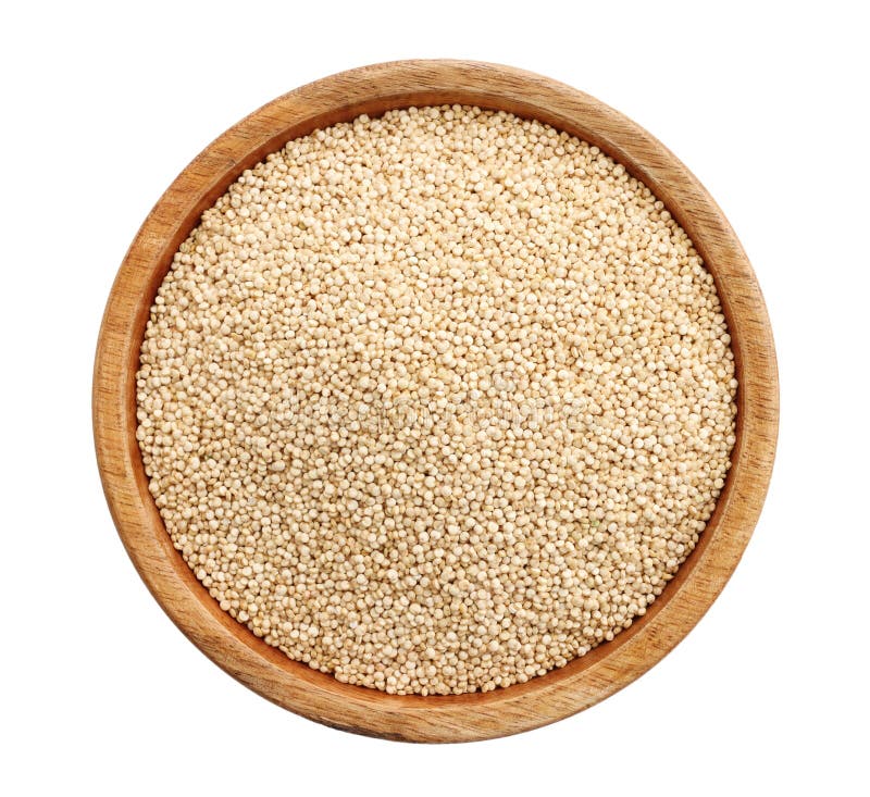 Top View Image of Quinoa in Wooden Plate Isolated on White Stock Image ...
