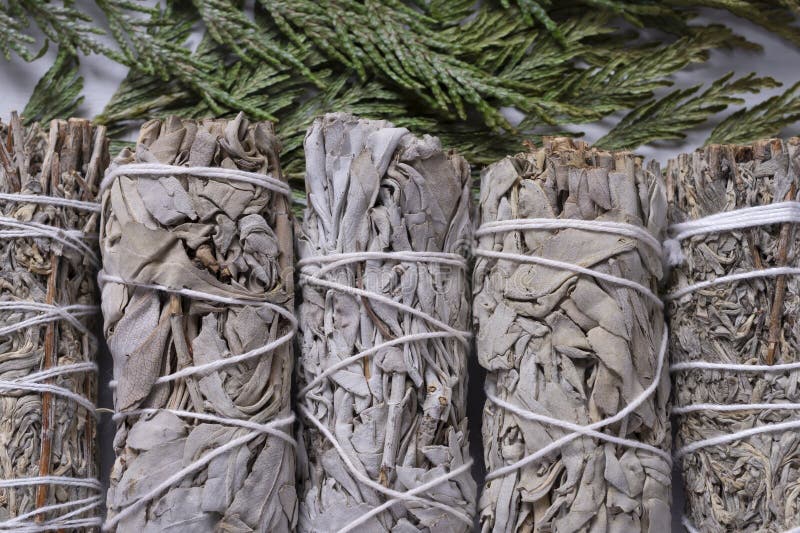White Sage Smudge Sticks and Mala Beads Stock Image - Image of ...