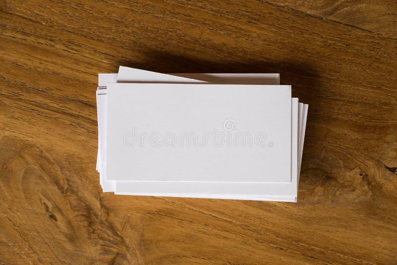 Top View Image of Stack of Business Card on Wooden Table Stock Image ...