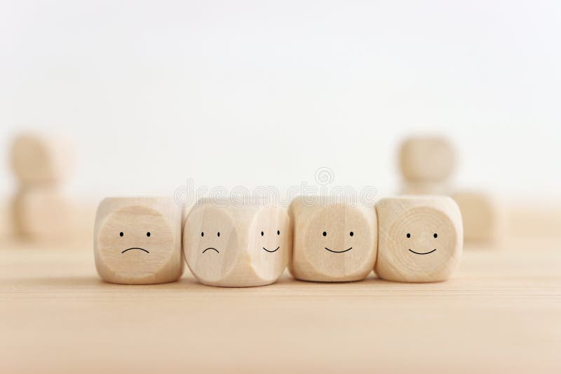 Top View Image of Table with Note of Happy and Sad Face. Concept of ...