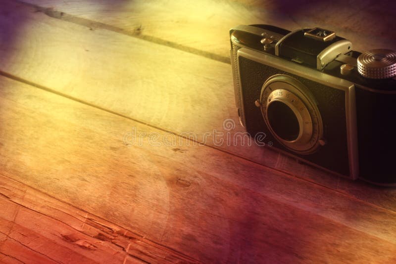 Top View Image of Vintage Old Camera Stock Image - Image of lens ...