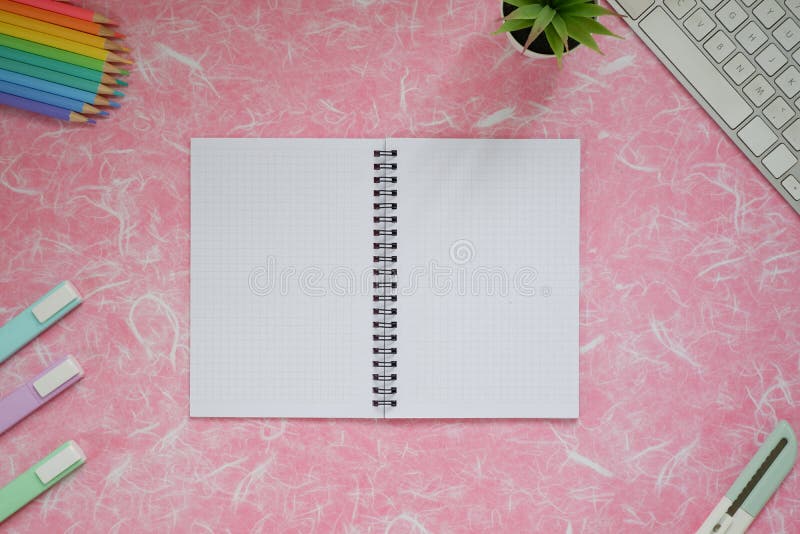 Top View Image of White Notebook are Putting on a Workspace Stock Photo ...