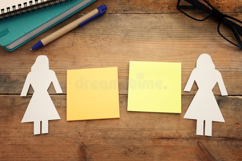 Top View Image of Wooden Office Table and Empty Notes Stock Photo ...