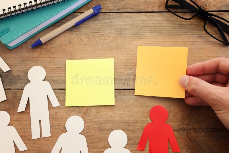Top View Image of Wooden Office Table and Empty Notes Stock Photo ...