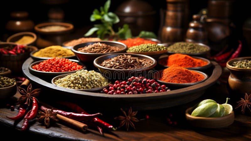 Top View of Indian Spices on a Table Stock Photo - Image of herb, curry ...