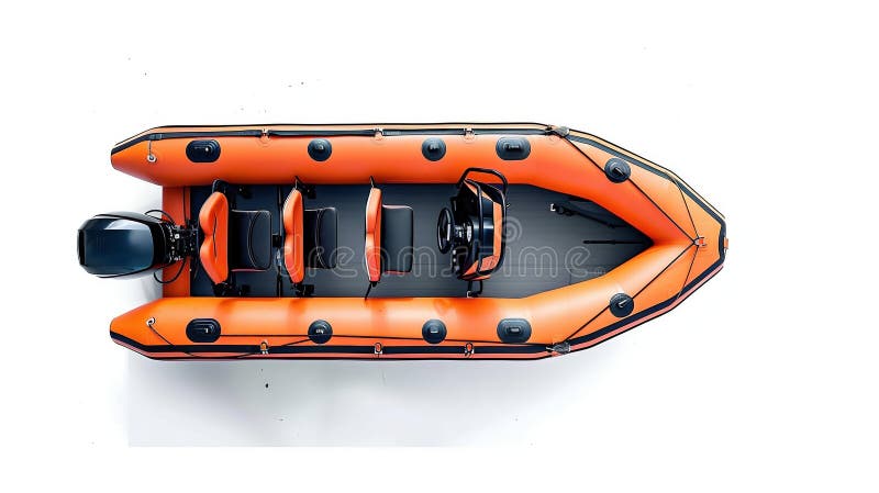 Top View of Inflatable Motorboat on White Background. Generative Ai ...