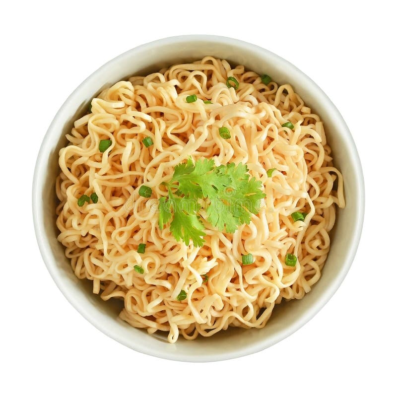 Top View Instant Noodles in the Bowl Isolated on White Stock Image ...