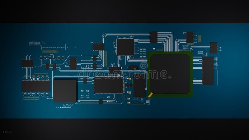 Top View of Integrated Circuit with Processor and Other Elements in ...